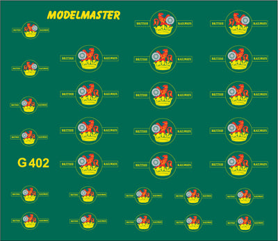 Modelmasters G402 BR Steam Loco Emblems Post 1956 Transfers - OO Scale ...